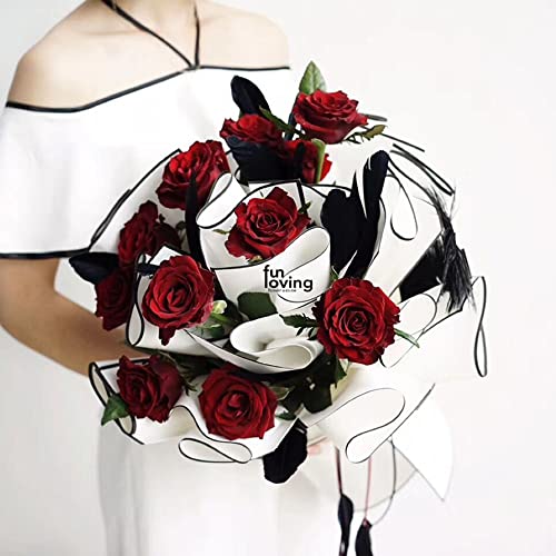 20 Sheets black and white border Flower Wrapping Paper Florist Bouquet Supplies Waterproof Thicken Floral Wrapping Paper Gift or Gift Box Packaging Paper 23 x 23 inch (Black Edge & White)