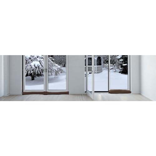 Home District French Door Draft Stopper - Weighted Under Door Draft Blocker, Apartment Noise Blocker, Window Draft Dodger, Winter Door Insulation Strip - 60 Inches Long - Chocolate Brown