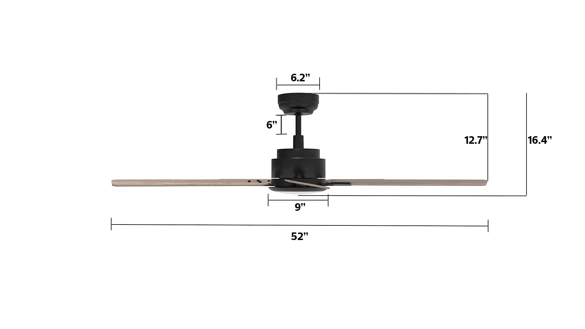 52β Smart Ceiling Fan With Light, Low Profile With 10 Speeds, Silent DC Motor, Farmhouse Ceiling Fan Compatible with Alexa, Siri, Google & Smart App, Black & Walnut,Indoor & Outdoor