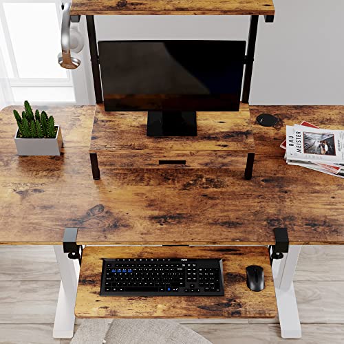 Keyboard Tray 27" Large Size, Keyboard Tray Under Desk with C Clamp, Computer Keyboard Stand Slide Pull Out, No Screw into Desk, for Home or Office