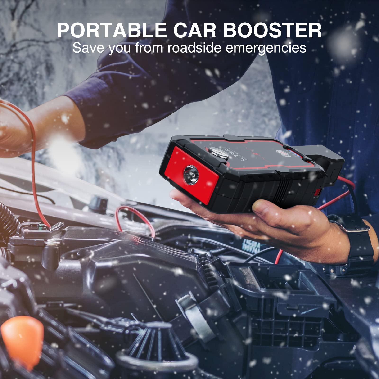 UTRAI Portable Car Jump Starter 59200 mWh 2000A Peak (Up to 8L Gas, 6.5L Diesel Engine) 12V Auto Car Battery Charger Jump Starter Booster Pack with Smart Jumper Cables, USB Quick Charge and Flashlight