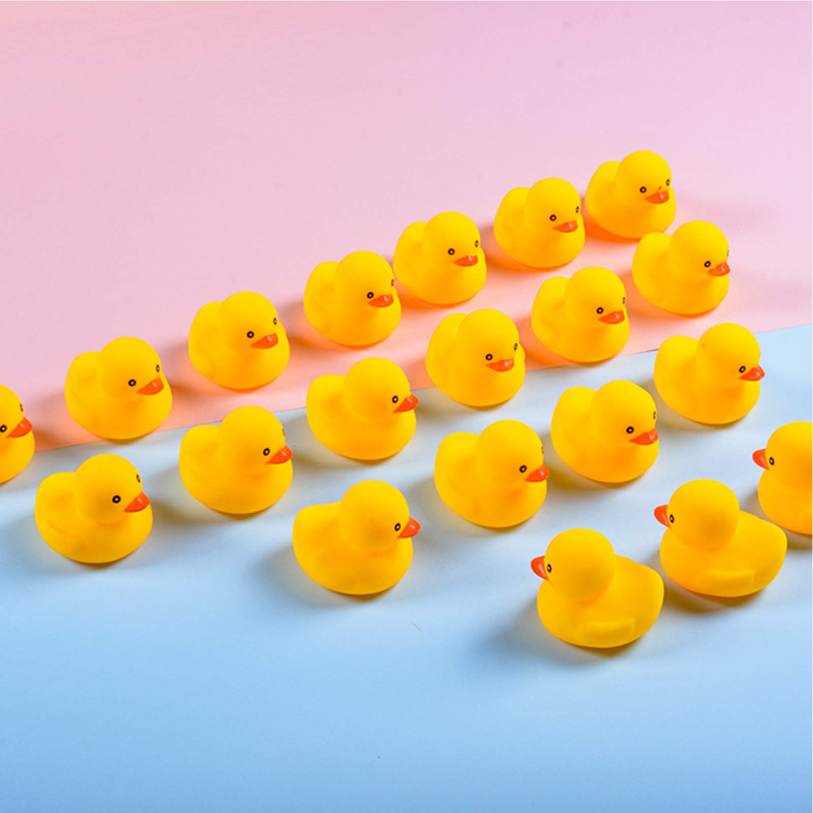 50PCS Super Mini Rubber Duck Bath Duck Toys for Toddlers Boys Girls,Squeak and Float Rubber Ducks in Bulk Baby Shower Duck Decorations Party Favors (1.6'')