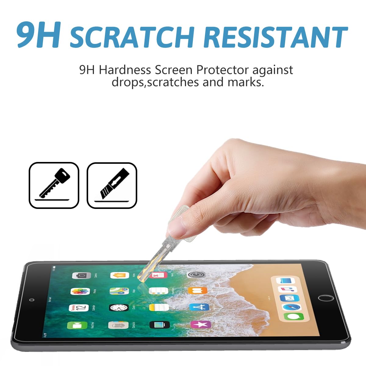 GOZOPO 2-Pack Screen Protector For iPad 9.7 / iPad Air 1, 2, Pro 9.7 - Scratch Resistant Tempered Glass Film