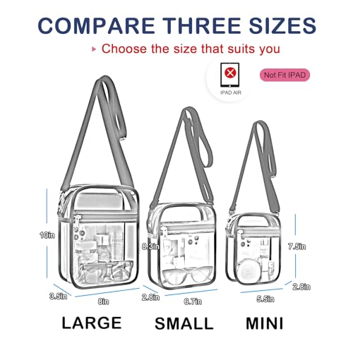 USPECLARE Clear Purse Stadium Approved Clear CrossBody Bag for Men and Women Transparent Messenger Shoulder Bag