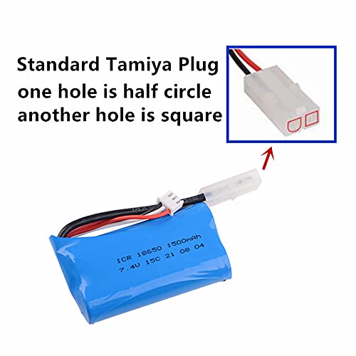 7.4V (2 x 3.7V) 1500mAh Li-ion Battery with Standard Tamiya Connector for HONGXUNJIE HJ806 2.4GHz RC Boat HJ806 Battery 2 Pack with USB Charger