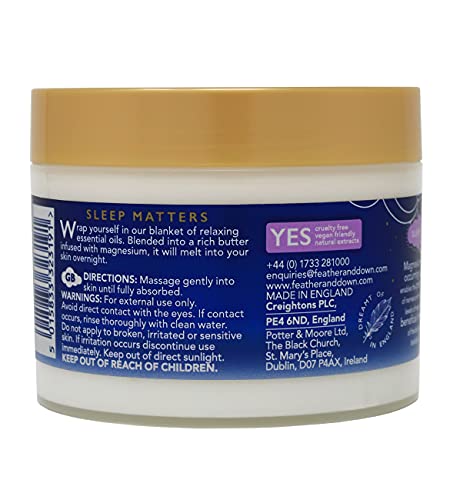 Feather & Down 300ml Magnesium Soothing Sleep Butter, Enriched with Magnesium, Calming Lavender & Chamomile Essential Oils to aid Sleep, Vegan & Cruelty Free