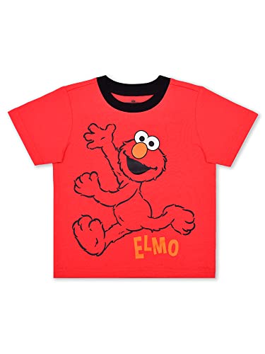 Sesame Street Elmo Boys’ Short Sleeve T-Shirt and Jogger Pants Set for Infant and Toddler – Black/Red