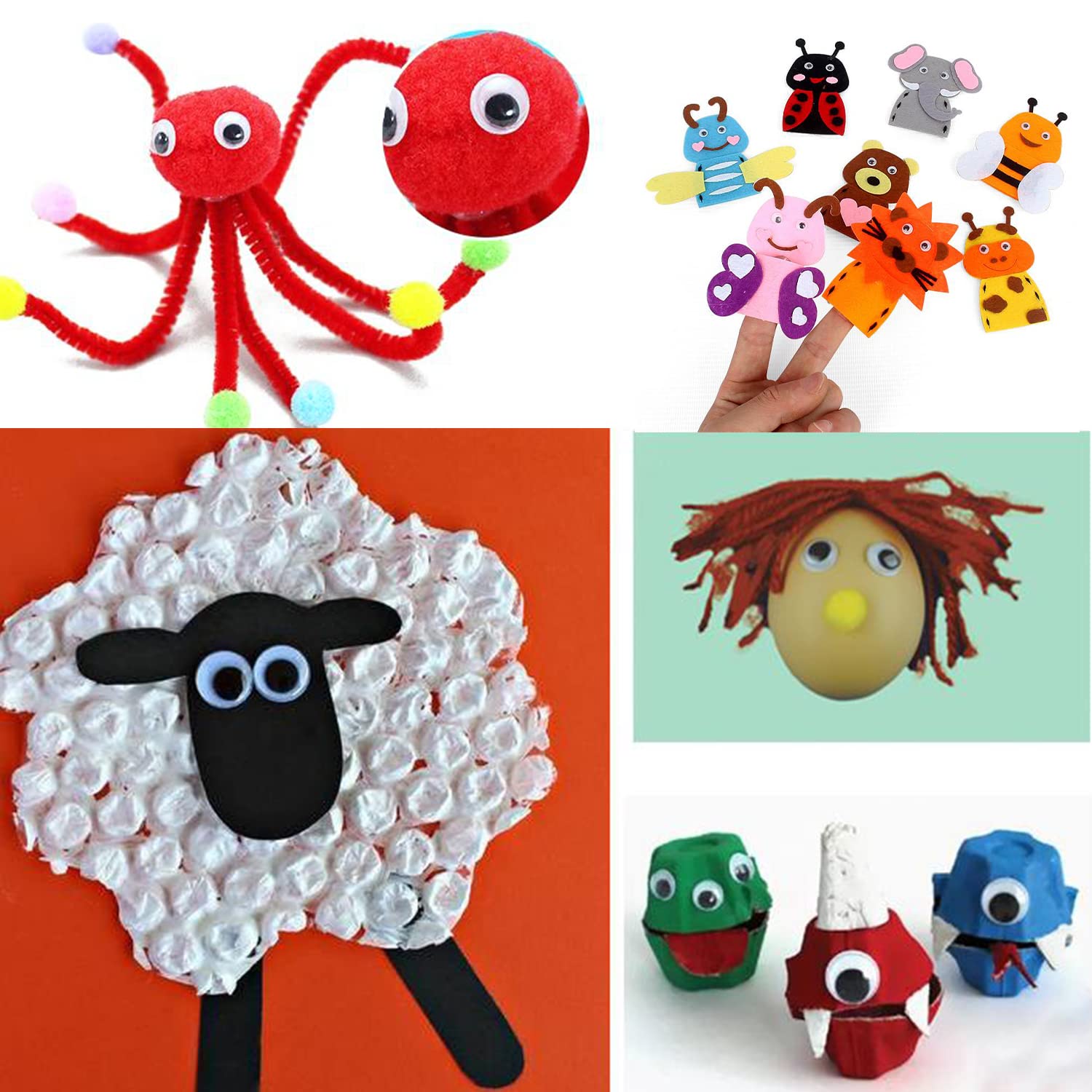 FOIMAS 1020pcs Wiggle Googly Eyes,6mm-20mm Self-Adhesive Wiggle Eyes in Assorted Sizes for DIY Craft,6mm,7mm,8mm,10mm,12mm,15mm,18mm,20mm