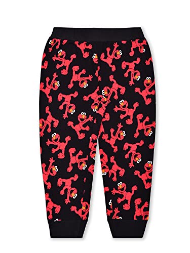 Sesame Street Elmo Boys’ Short Sleeve T-Shirt and Jogger Pants Set for Infant and Toddler – Black/Red