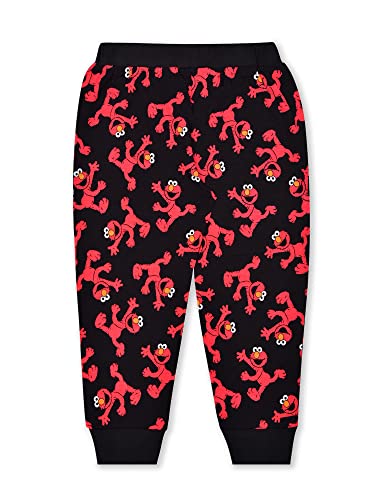 Sesame Street Elmo Boys’ Short Sleeve T-Shirt and Jogger Pants Set for Infant and Toddler – Black/Red