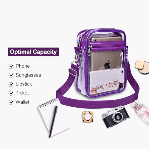 USPECLARE Clear Purse Stadium Approved Clear CrossBody Bag for Men and Women Transparent Messenger Shoulder Bag