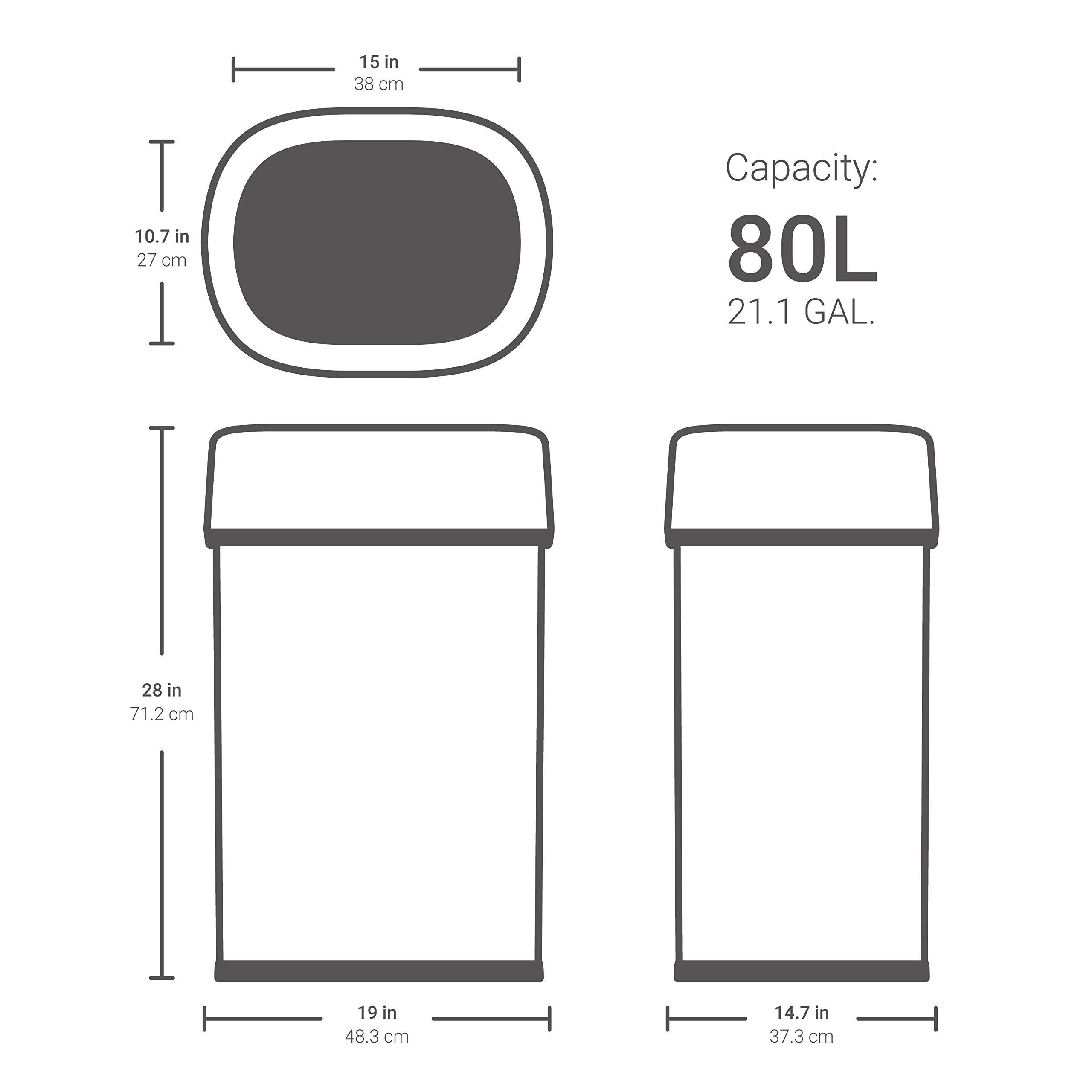 21 Gal / 80 Liter | Open Top Trash Can | Heavy Duty Stainless Steel by Qualia | for Commerical, Home and Office (Lavender Frost, 21 GAL / 80 L)