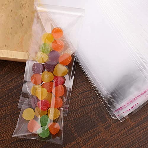 Long Self Adhesive Cellophane Bags 2x8" Clear Cello Baggies 100pcs Self Stick OPP Poly Bags 2mil for Pretzel Rods Pen Necklace Candy Cutlery Candle Golf Balls Long Bread (5 Sizes to Choose from)