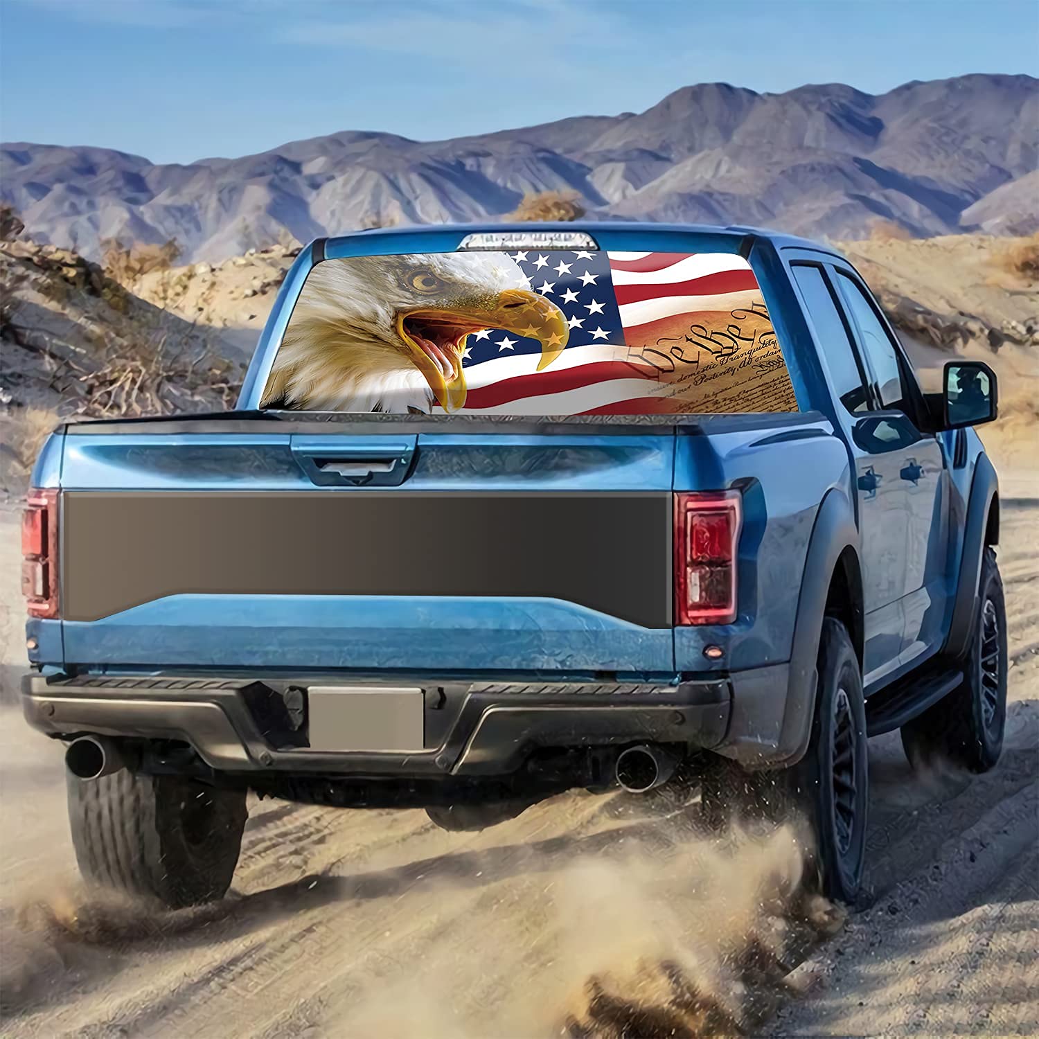 OEME Rear Window Decals for Trucks ,Truck Decals for Men , Patriotic Decoration Vinyl Sticker , American Flag Decal Large Size 66 in x 20 in