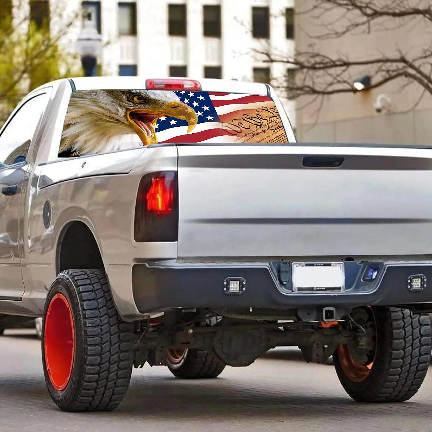 OEME Rear Window Decals for Trucks ,Truck Decals for Men , Patriotic Decoration Vinyl Sticker , American Flag Decal Large Size 66 in x 20 in
