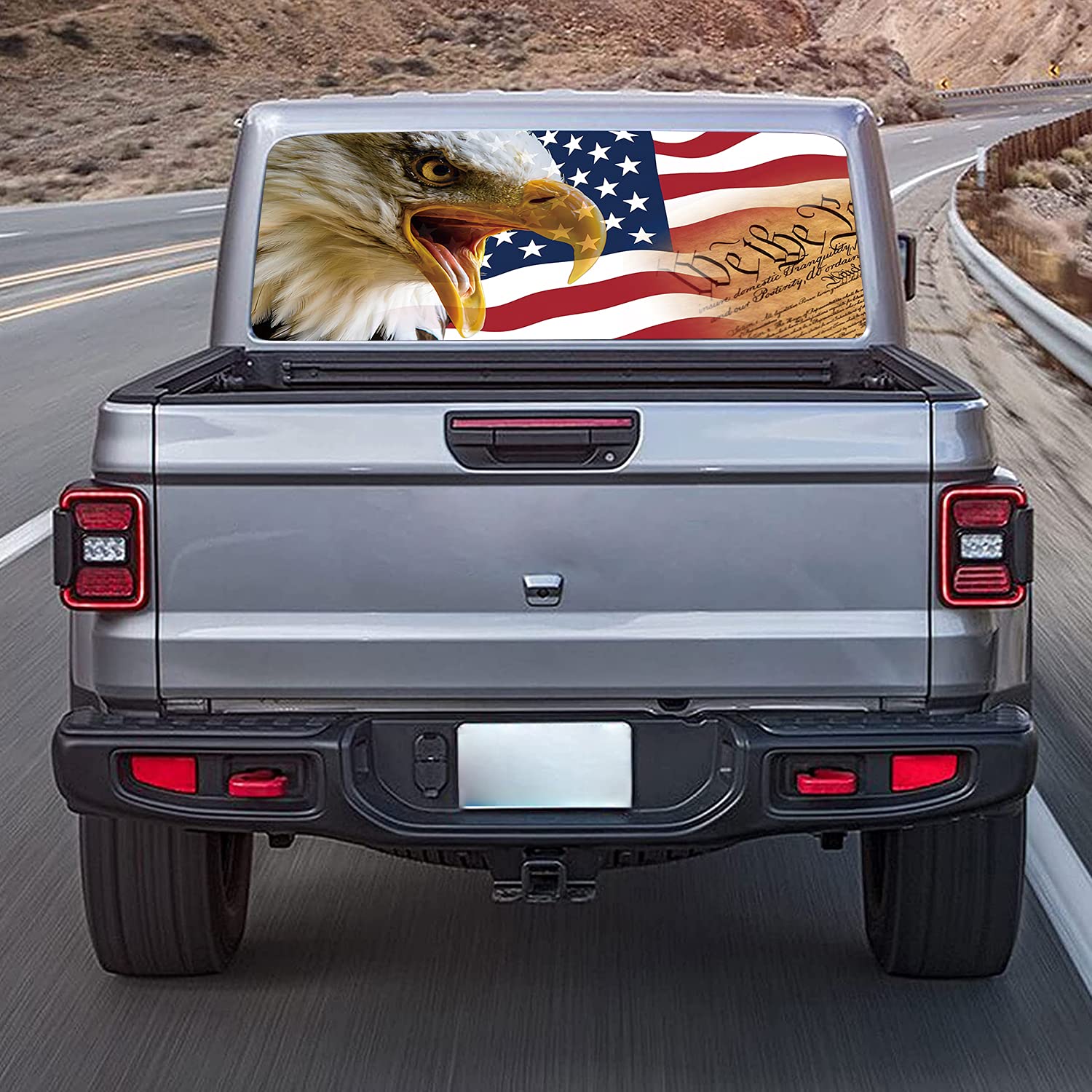 OEME Rear Window Decals for Trucks ,Truck Decals for Men , Patriotic Decoration Vinyl Sticker , American Flag Decal Large Size 66 in x 20 in