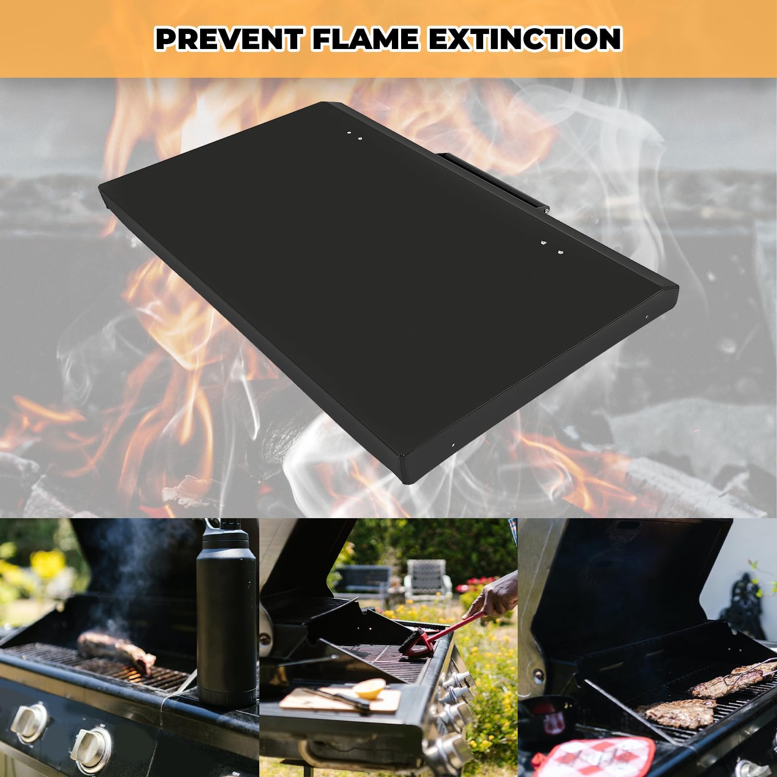ECOTRIC 36" Griddle Cover Lid Powder Coated Black Aluminum Compatible with 36" Blackstone Griddle Black Stone