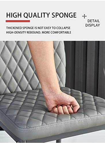 JT Modern Minimalist Dining Chair Fireproof Leather Sprayed Metal Pipe Diamond Grid Pattern Restaurant Home Conference Chair Set of 4 Or 6 (6, Black)
