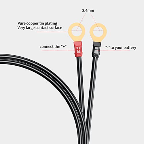 Kewig Motorcycle Solar SAE Quick Disconnect Extension Cable Adapter - 6FT SAE to O Ring Terminal Harness Quick Disconnect with 10A Fuse 2 Pin Plugs for Tractor, Motorcycle, Trucks, Cars, RV (1pcs)