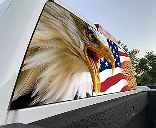 OEME Rear Window Decals for Trucks ,Truck Decals for Men , Patriotic Decoration Vinyl Sticker , American Flag Decal Large Size 66 in x 20 in
