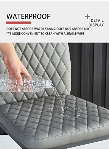 JT Modern Minimalist Dining Chair Fireproof Leather Sprayed Metal Pipe Diamond Grid Pattern Restaurant Home Conference Chair Set of 4 Or 6 (6, Black)