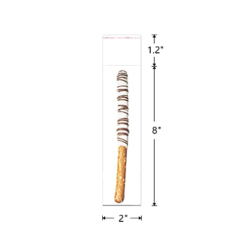 Long Self Adhesive Cellophane Bags 2x8" Clear Cello Baggies 100pcs Self Stick OPP Poly Bags 2mil for Pretzel Rods Pen Necklace Candy Cutlery Candle Golf Balls Long Bread (5 Sizes to Choose from)