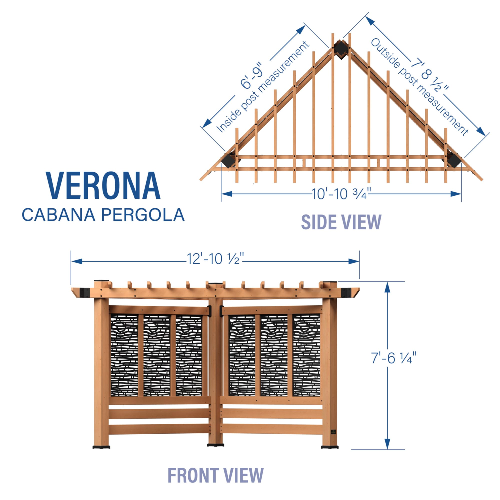 Backyard Discovery Verona 12' x 8' Cedar Wood Cabana Corner Pergola with Bamboo Privacy Panels for Outdoor Patio, Deck, Garden, Poolside, Entertaining