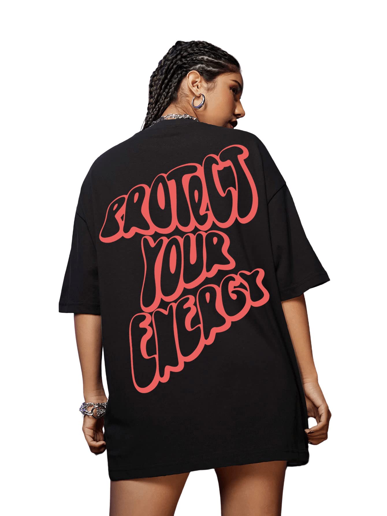 SweatyRocks Women's Short Sleeve Oversized Graphic Tees Round Neck Loose T-Shirt A Black M