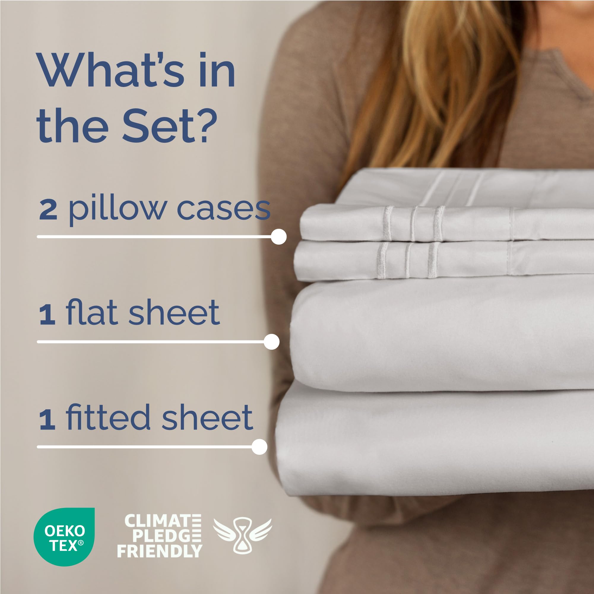 Full Size 4 Piece Sheet Set - Comfy Breathable & Cooling Bed Sheets Set - Hotel Luxury Bedding for Women, Men, Kids & Teens - Deep Pockets, Easy-Fit, Super Soft & Wrinkle Free - Oeko-Tex - French Grey