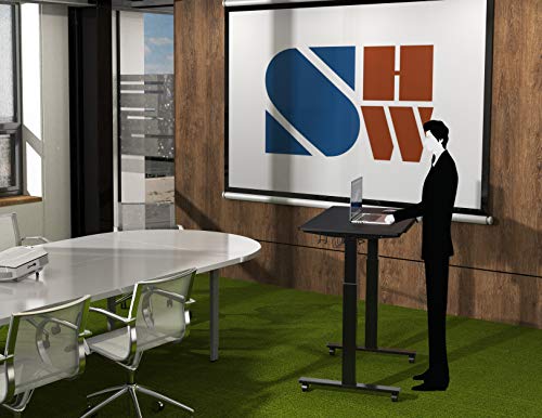 SHW Electric Height Adjustable Mobile Rolling Standing Desk Workstation, 40 x 24 Inches, Black