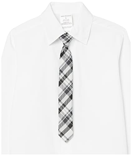 Van Heusen Boys' 4-Piece Formal Suit Set, Vest, Pants, Collared Dress Shirt, and Tie, Black/Red Stripe, 6