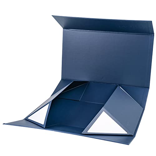 WRAPAHOLIC 1 Pcs 14x9x4.3 Inches Navy Gift Box with lids - Collapsible Gift Box with Magnetic Closure and 2 Pcs White Tissue Paper, Perfect for Birthday, Party, Holiday, Wedding, Graduation
