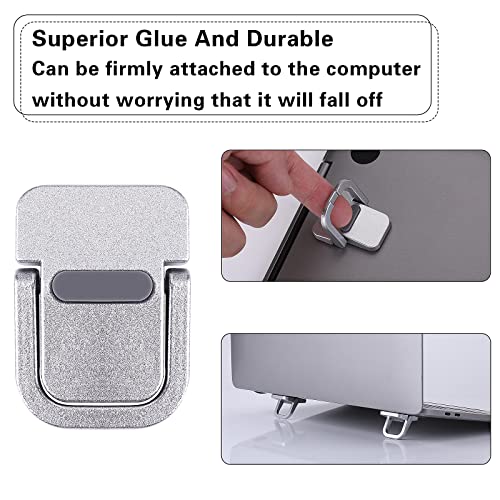 Abeillo 2PCS Portable Keyboard Riser, Self-Adhesive Mini Laptop Stand Invisible Computer Keyboard Stand for Desk, Laptop Feet Compatible with MacBook Pro/Air, Lenovo, Surface (Silver)