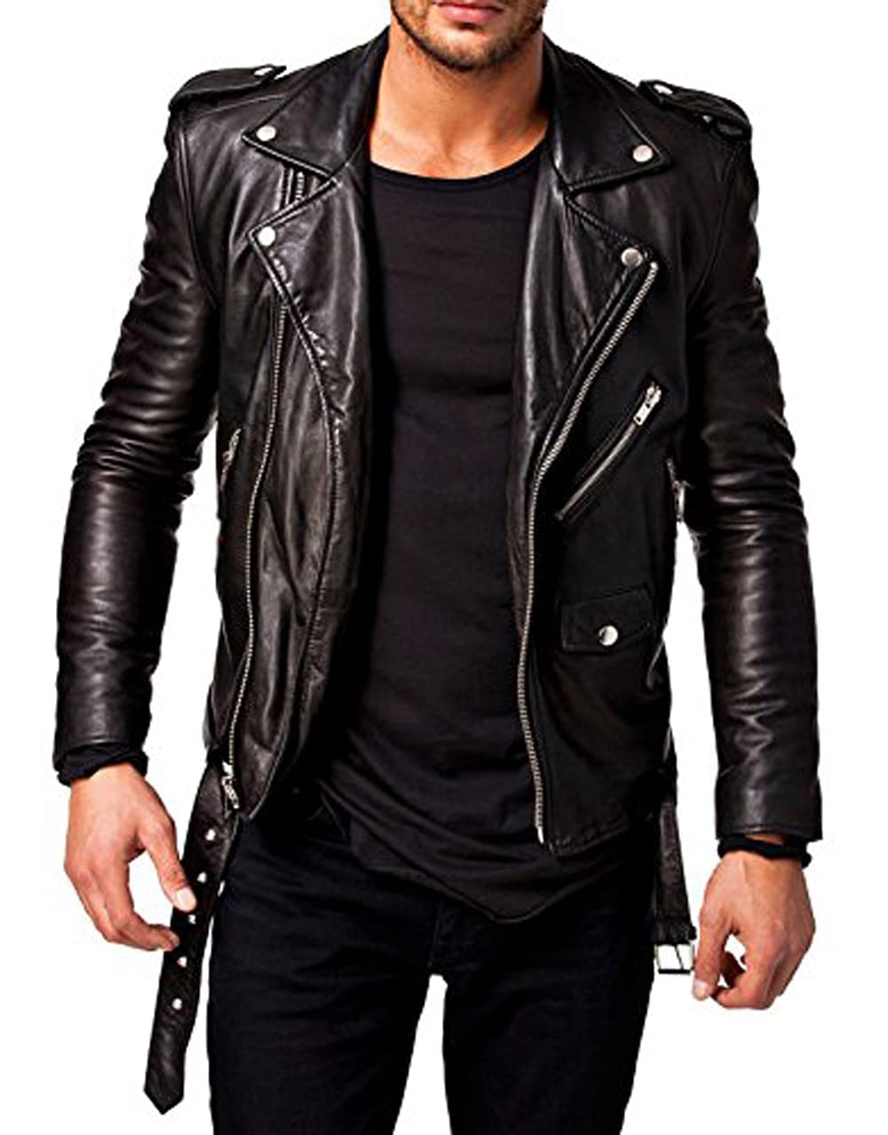 QAWACH Men Leather Jacket - Lambskin Winter Vintage Motorcycle Biker Jacket, Coat Soft & Stylish Moto Ride & Racing Jacket's