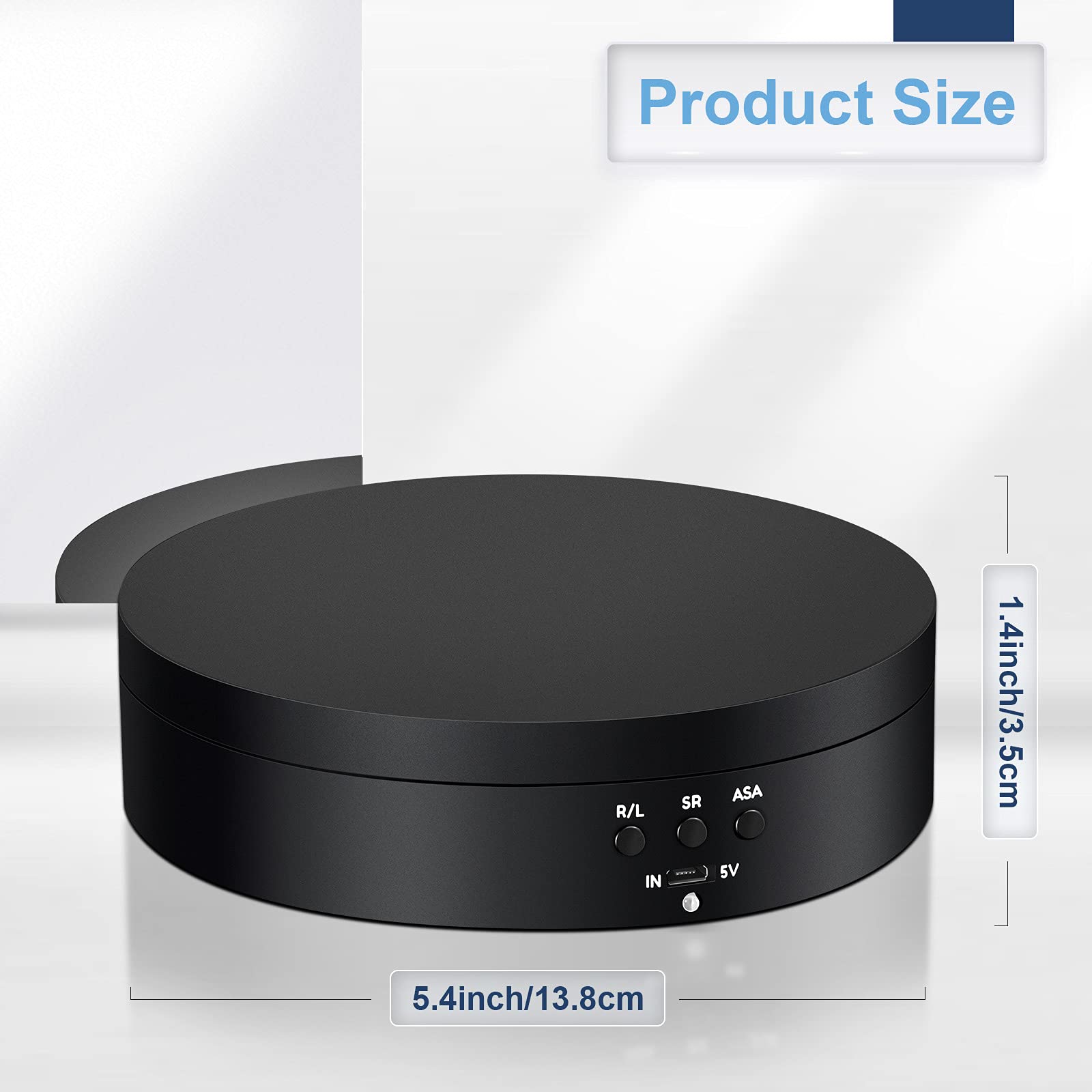 Hicarer Rotating Display Stand 360 Degree Motorized Rotating Turntable Display Stand with USB Power Cable for Photography Products and Shows, Black (PVC)