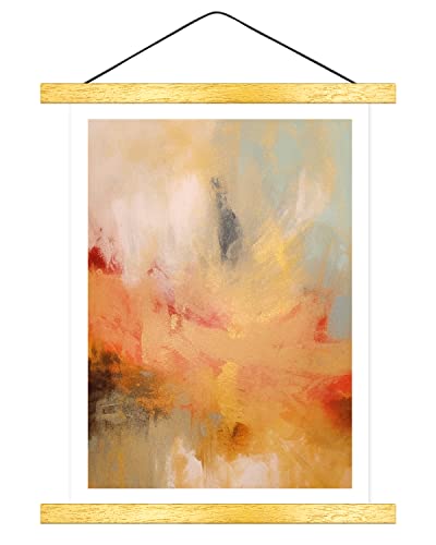 Magnetic Poster Hanger Frame 16 Inch Wide, Gold, Strong Magnet, Premium Wood and Quick Assembly, Wall Hanging Wooden Frame for Posters, Scroll, Picture, Print, 16x20 16x24 16x18