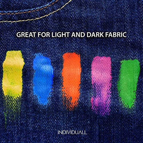 individuall Premium Fabric & Textile Paints Professional Grade Clothing Paint Set Art and Hobby Paints Craft Paint Set with 8 x 20 ml / 0.7 fl oz Vivid Colors For Beginners, Students, & Artists