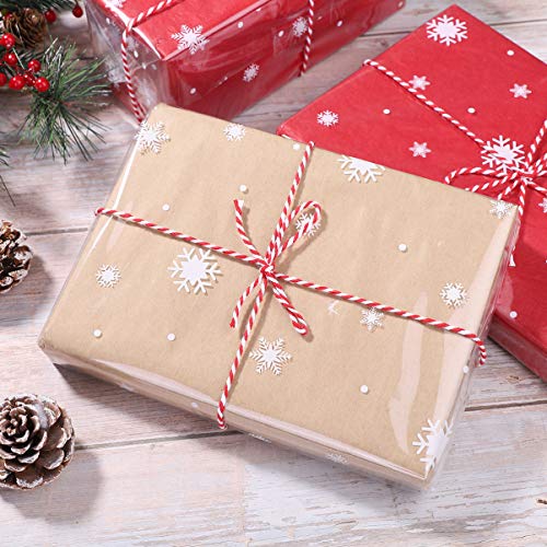 NUOBESTY Cellophane Wrap Roll | 2.5 Mil Thickness Snowflake Printed Gift Wrap Cellophane Cello Rolls for Christmas Gifts Baskets Arts Crafts