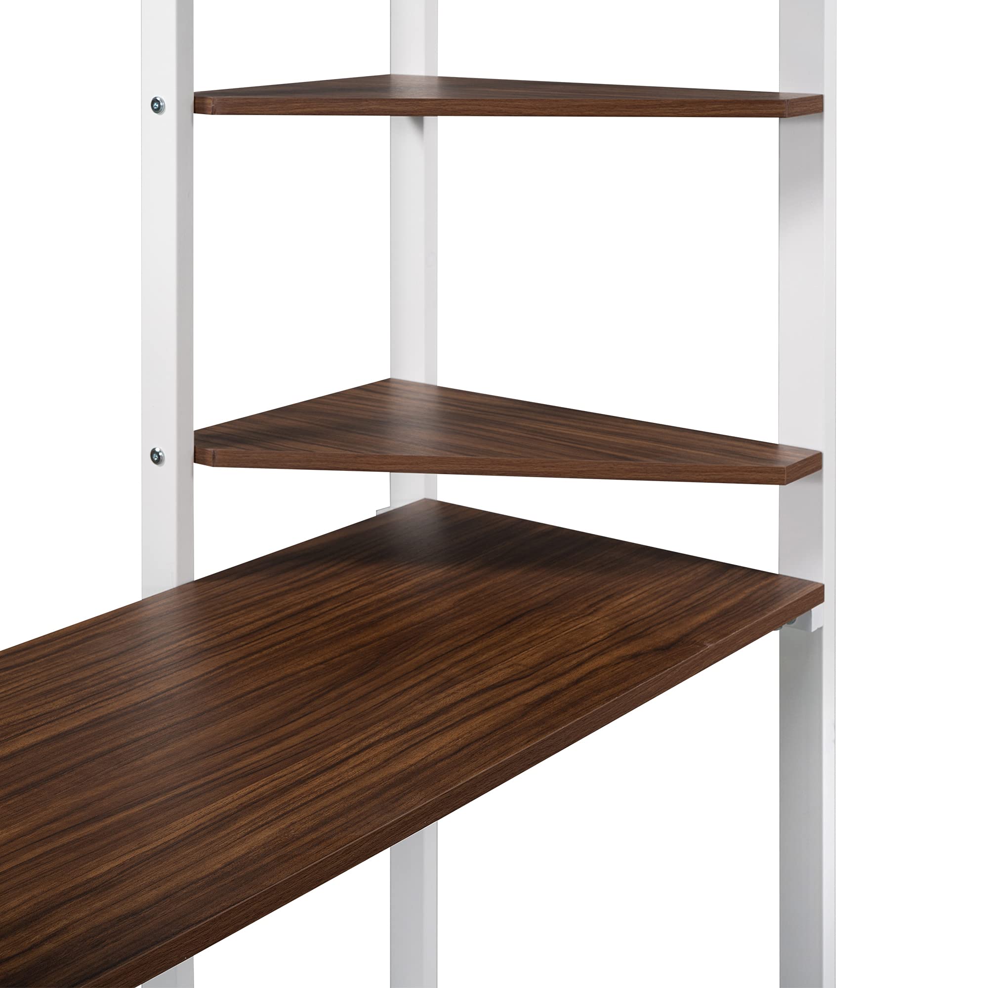 Full Size Metal Loft Bed with Shelves and one Desk, Multifunctional Loft Bed Frame for Teens/Adults (White, Full)