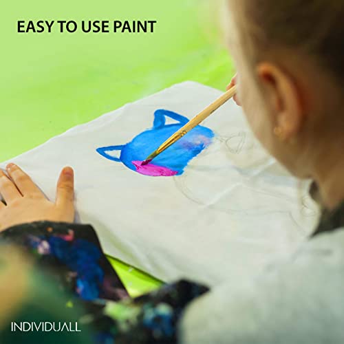 individuall Premium Fabric & Textile Paints Professional Grade Clothing Paint Set Art and Hobby Paints Craft Paint Set with 8 x 20 ml / 0.7 fl oz Vivid Colors For Beginners, Students, & Artists