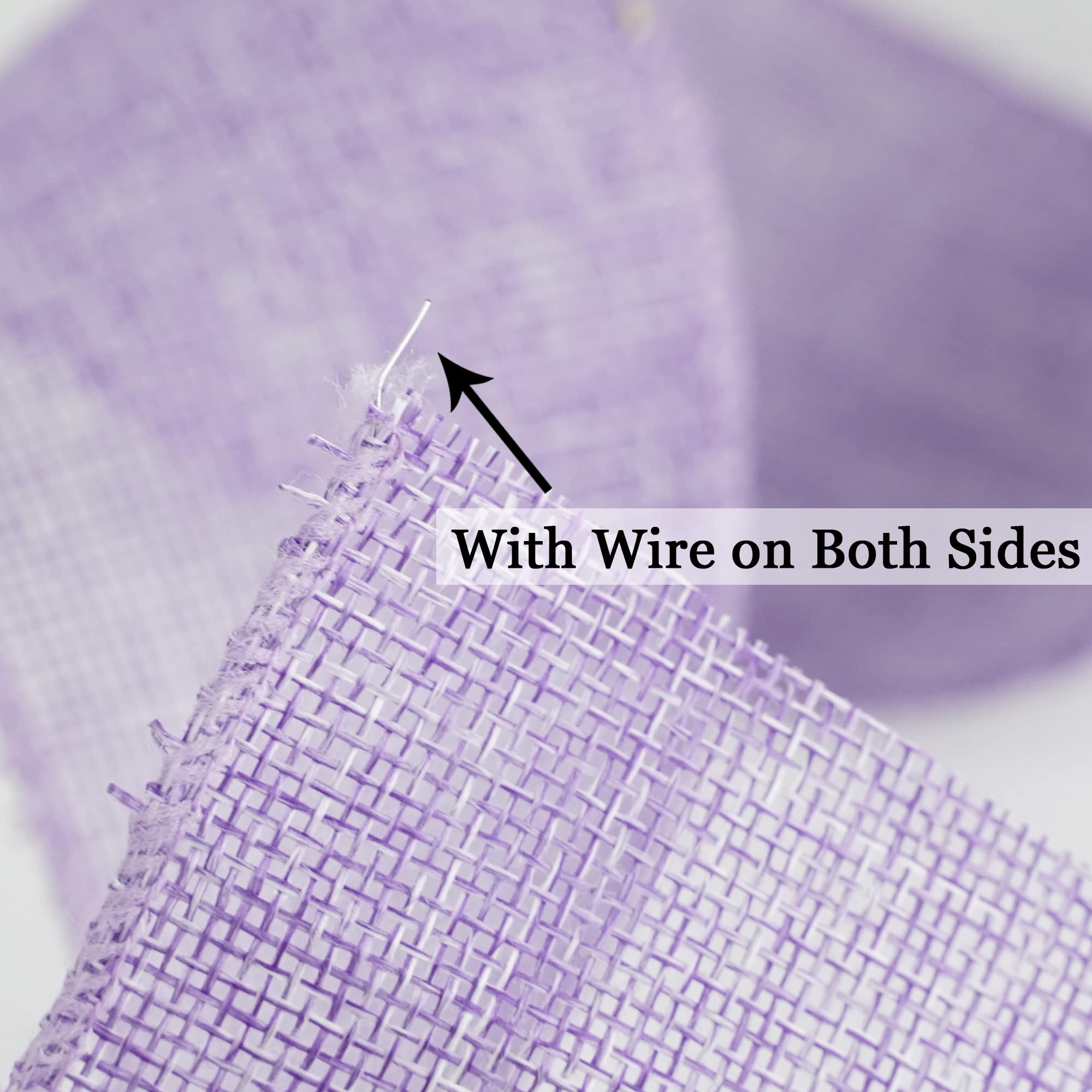 HUIHUANG Light Purple Wired Lavender Burlap Ribbon - 2.5 inch X 10 Yards Wire Edge Jute Ribbon for Easter Wreaths, Big Bows, Crafts, Swags, Tree Decoration