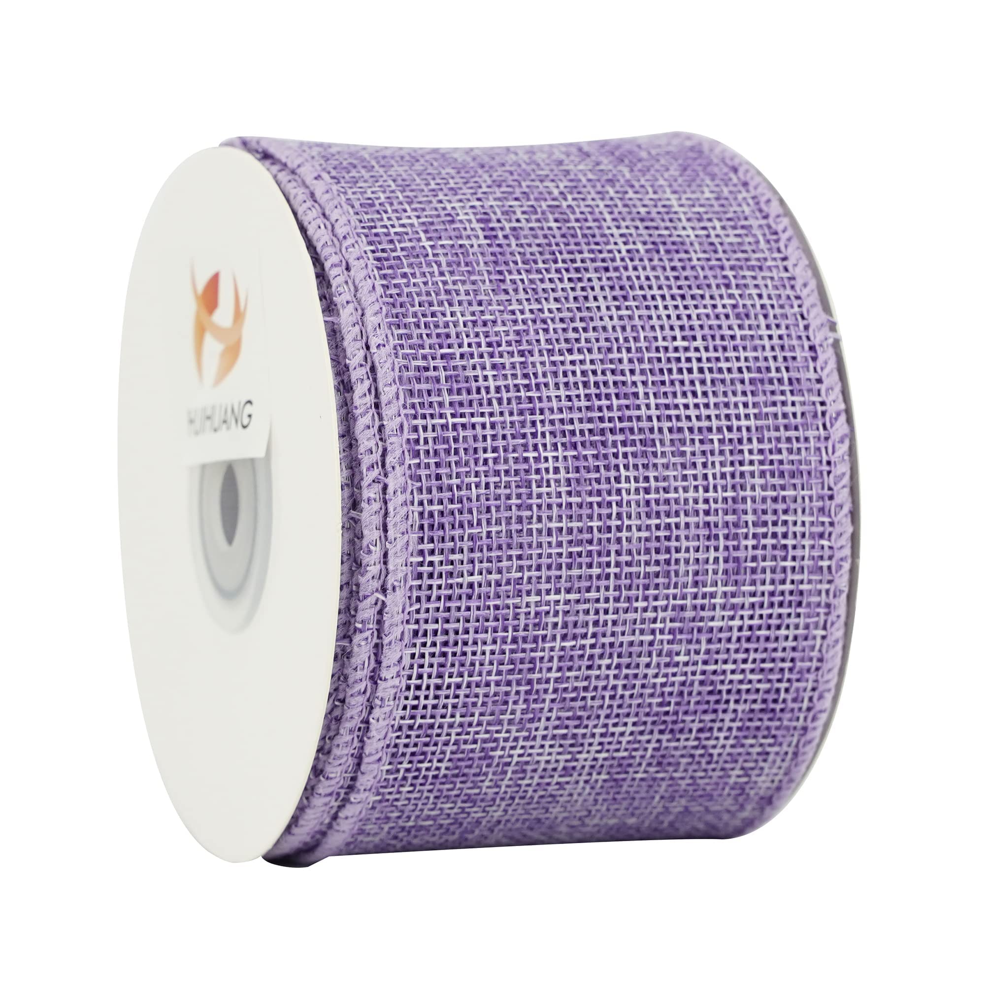 HUIHUANG Light Purple Wired Lavender Burlap Ribbon - 2.5 inch X 10 Yards Wire Edge Jute Ribbon for Easter Wreaths, Big Bows, Crafts, Swags, Tree Decoration
