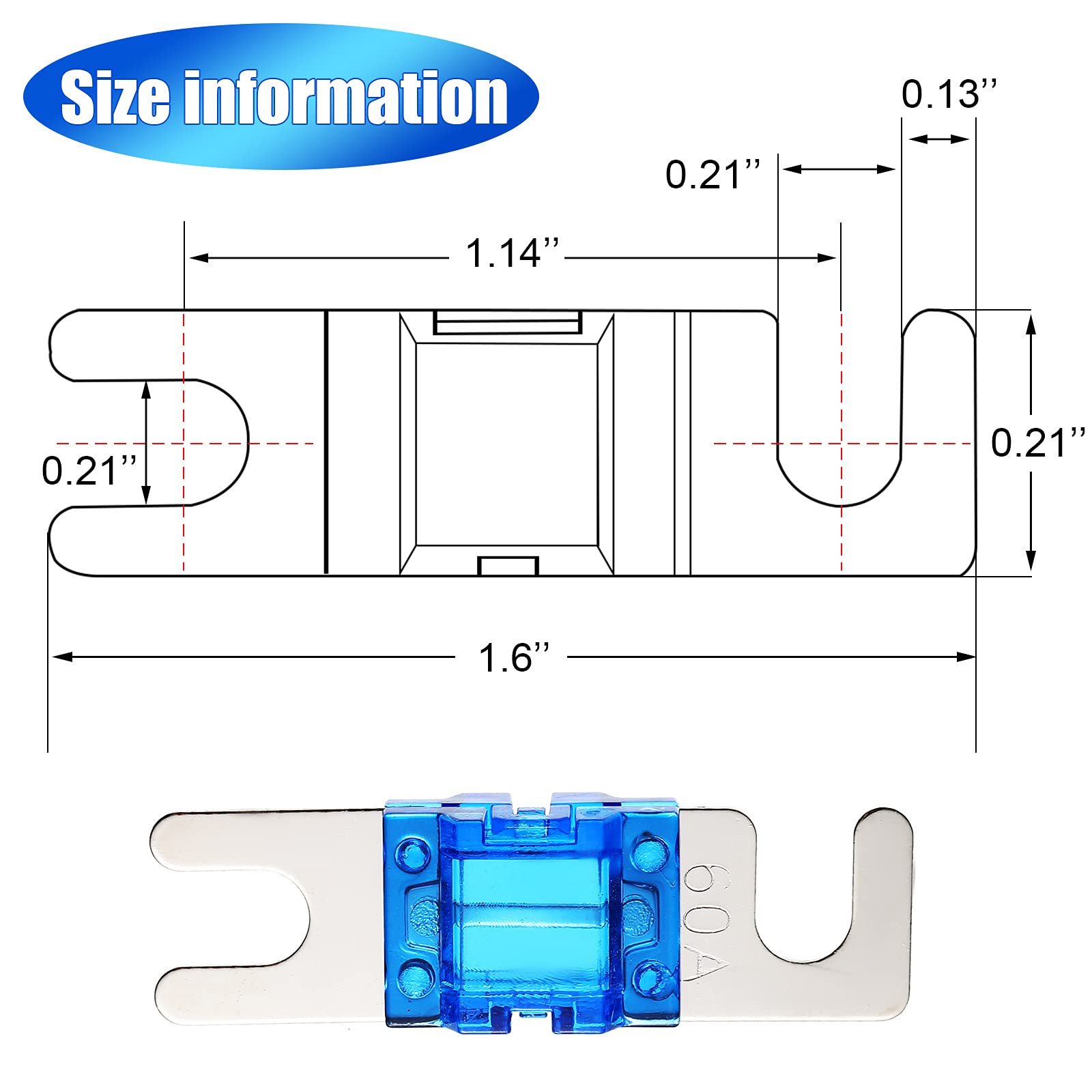 Frienda 18 Pcs Mini ANL Fuse Plated Pack Car Audio Fuses Holder kit for Automotive Marine Audio Video Electronic System(20A, 30A, 40A, 50A, 60A, 80A, 100A, 125A, 150A)