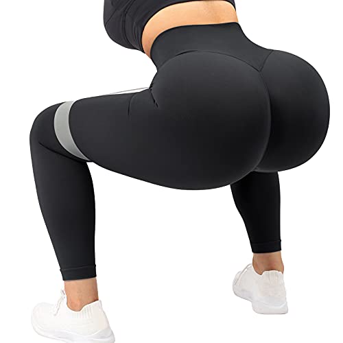 RUUHEE Women Seamless Butt Lifting Leggings High Waisted Tummy Control Workout Yoga Pants(Medium,Black)