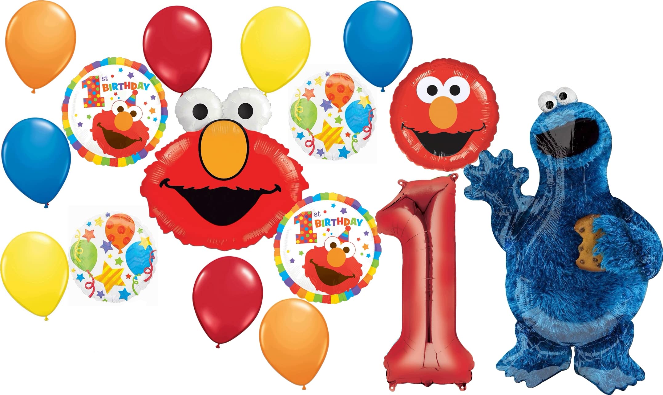 Anagram Elmo and Cookie Monster 1st Birthday Party Supplies Balloon Bouquet Decorations