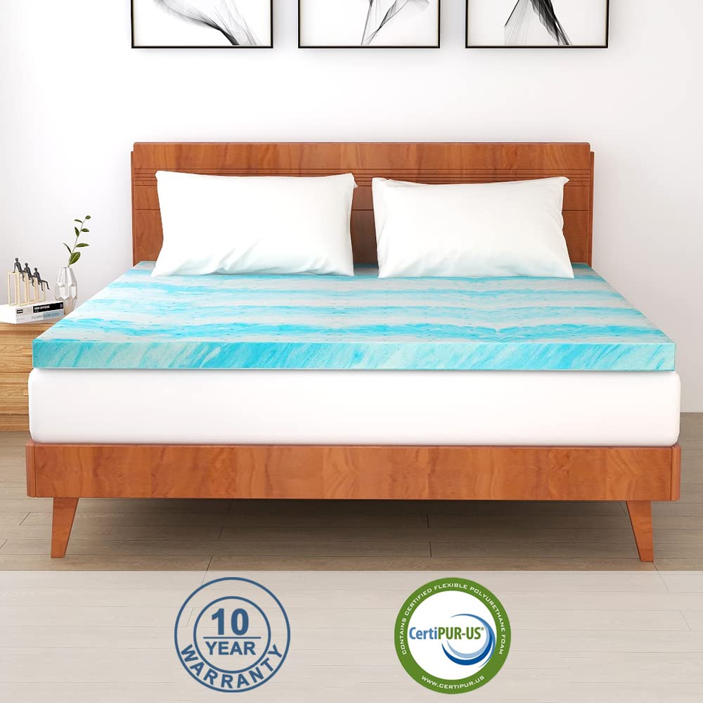 IULULU Mattress Topper, 3 Inch Gel Memory Foam Mattress Topper for Twin Size Bed,Blue