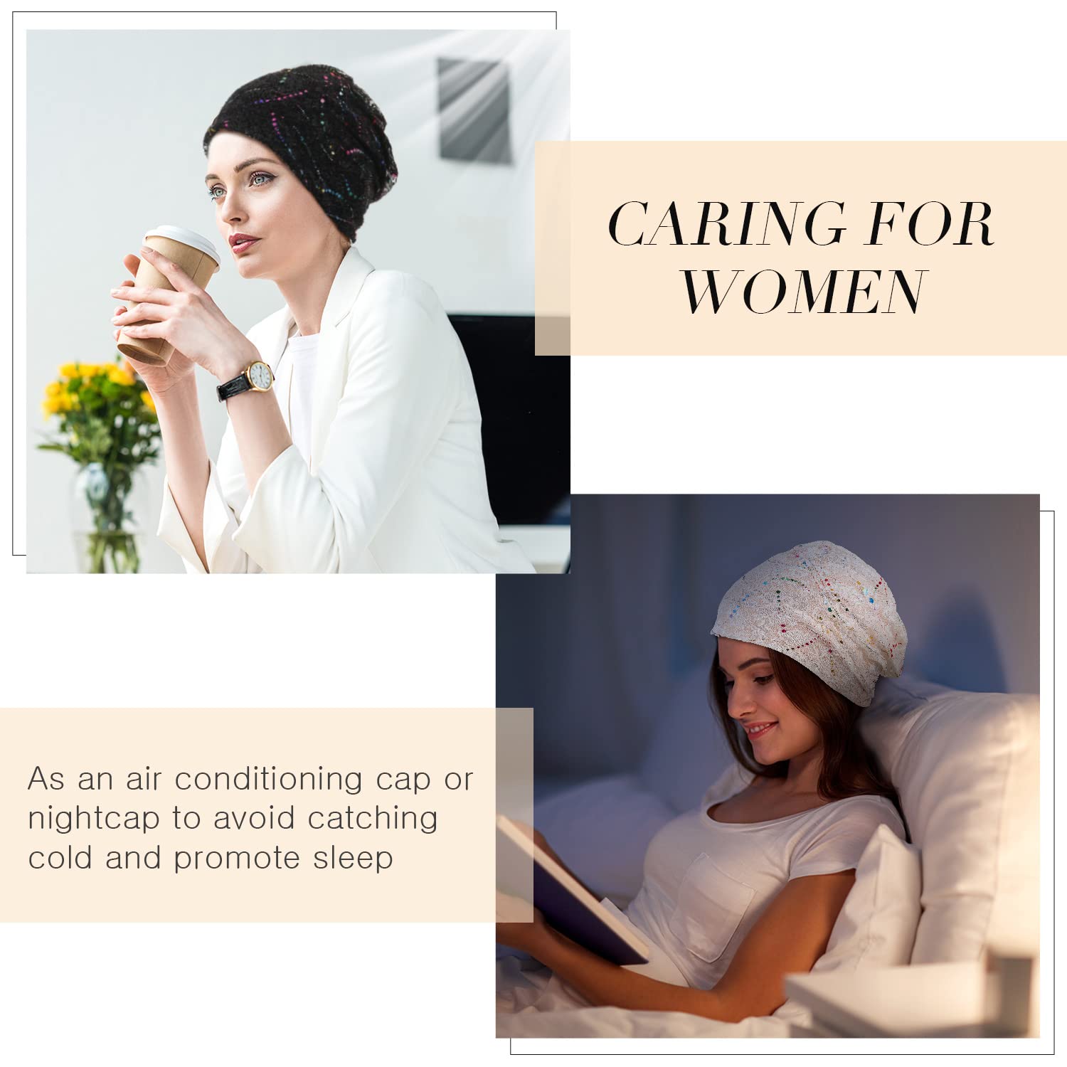 SATINIOR 5 Pieces Women's Slouchy Beanie Chemo Hat Stretch Cancer Head Wraps Sleep Head Scarf for Cancer Patient Multicoloured