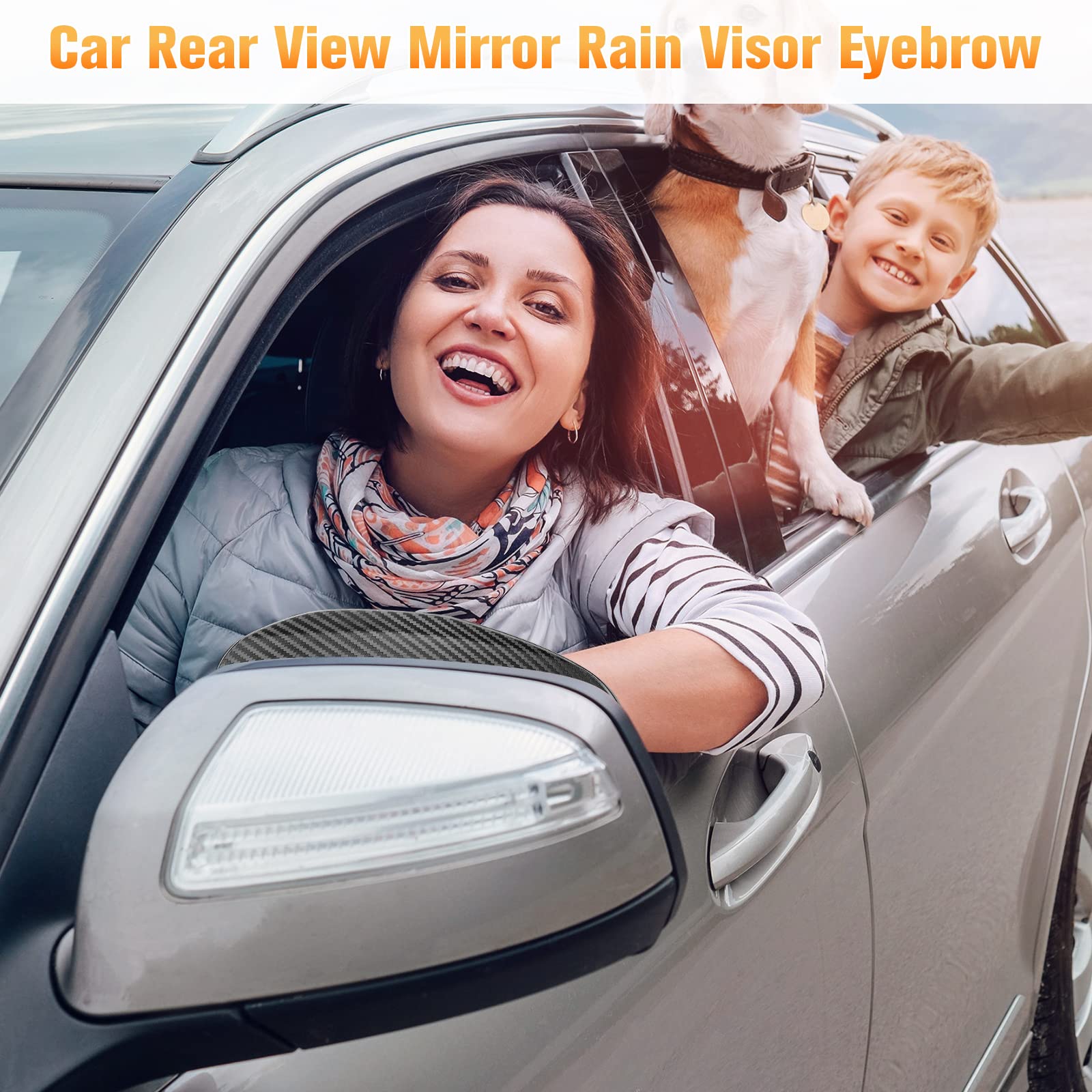 4 Pieces Mirror Rain Visor Eyebrow Car Rear View Mirror Rain Eyebrow Rear View Guard Eyebrow Side Mirror View Mirror Visor Guard for Most Car Truck SUV (Carbon Fiber)