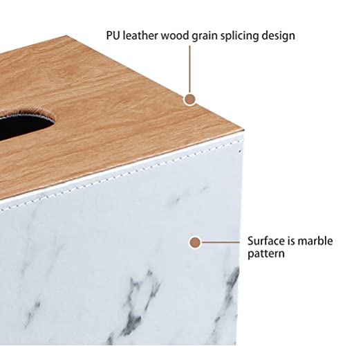 Tissue Box Cover Rectangular, PU Leather Tissue Box Holder,Elegant Stitching Style Universal Tissue Holder Case for Home Office Desk Bathroom Vanity Countertop, Night Stand Decoration