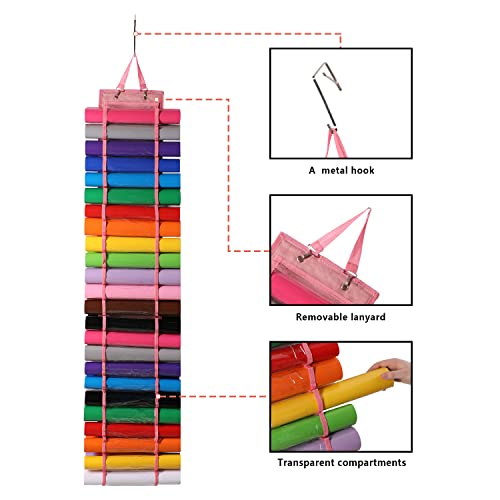 KGMCARE Vinyl Storage Organizer Craft Roll Holder Wall Mount Roll Hanger Rack Hanging Cricut Organizer(Pink)